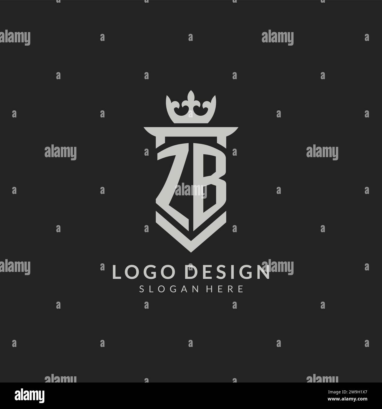 Initial ZB shield and crown logo style vector graphic Stock Vector ...