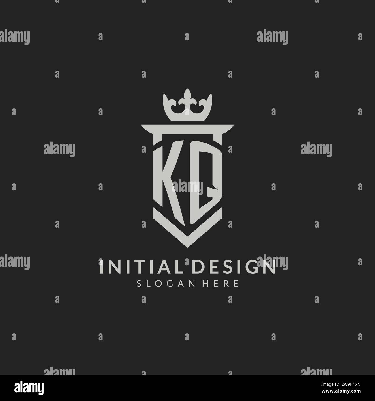 Initial KQ shield and crown logo style vector graphic Stock Vector ...