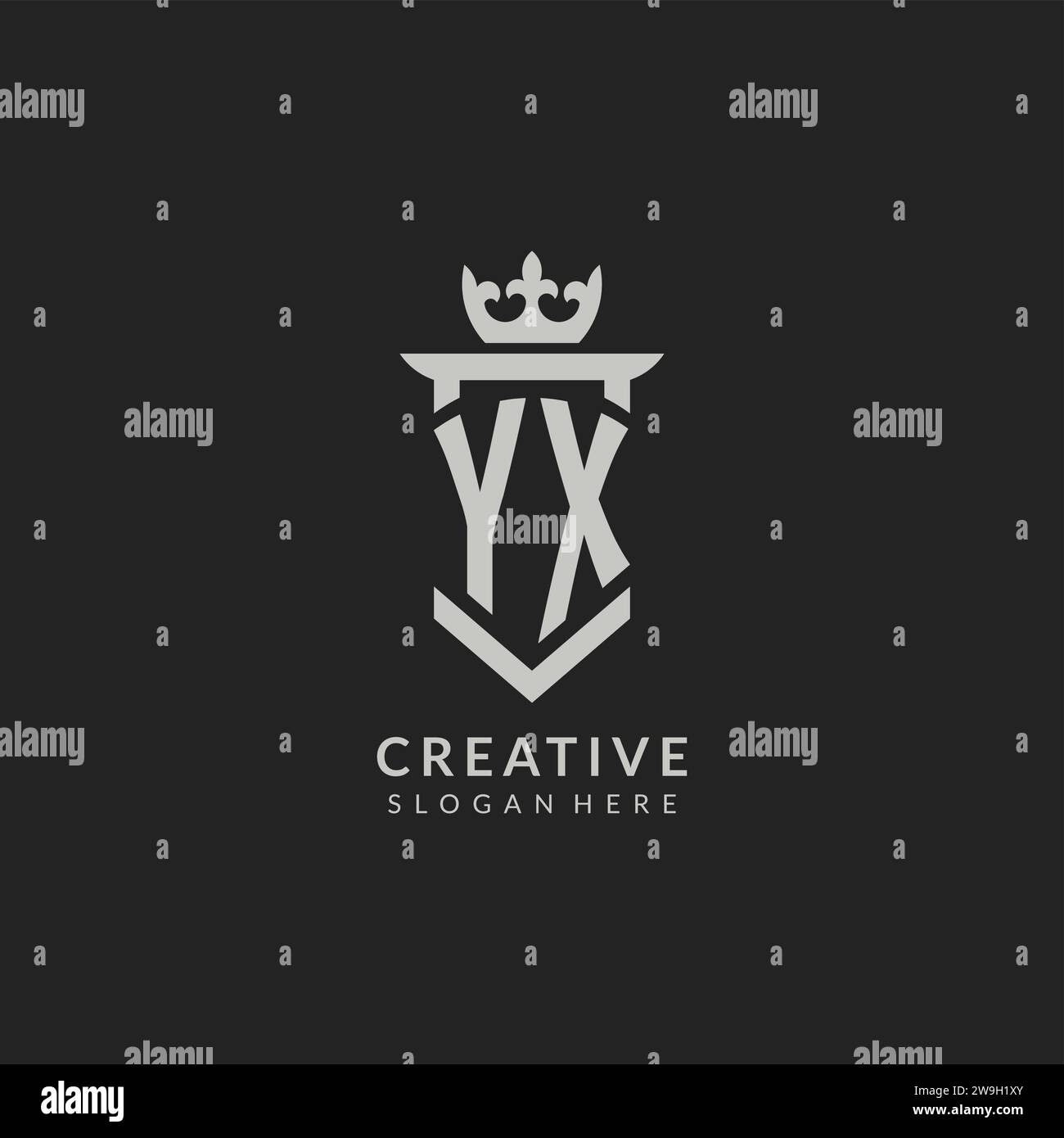 Initial YX shield and crown logo style vector graphic Stock Vector ...