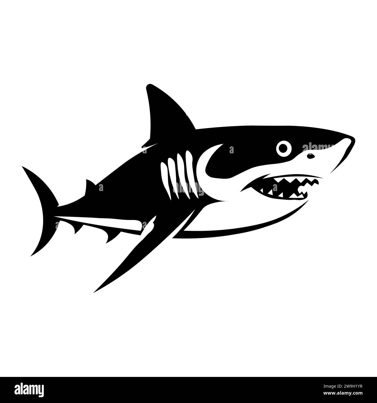 Shark black vector icon on white background Stock Vector Image & Art ...