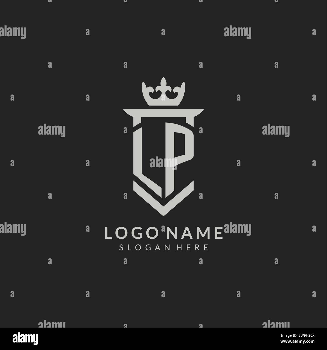 Initial LP shield and crown logo style vector graphic Stock Vector ...