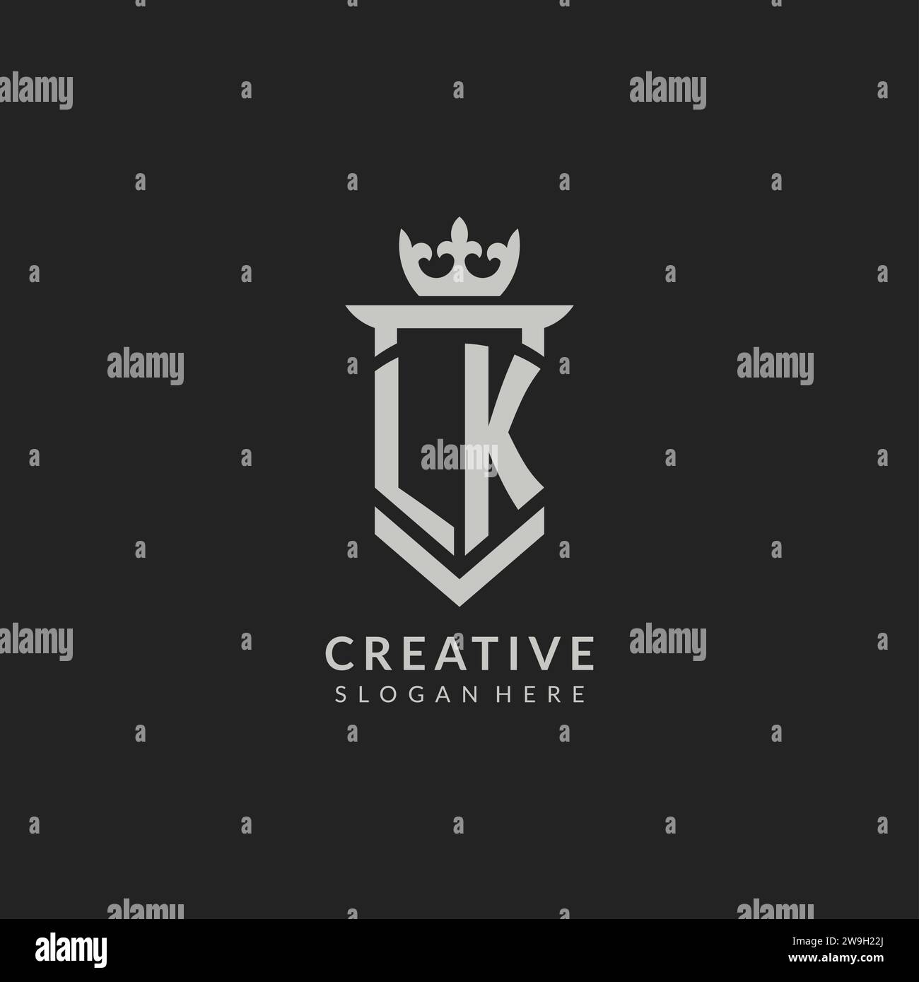 Initial LK shield and crown logo style vector graphic Stock Vector ...