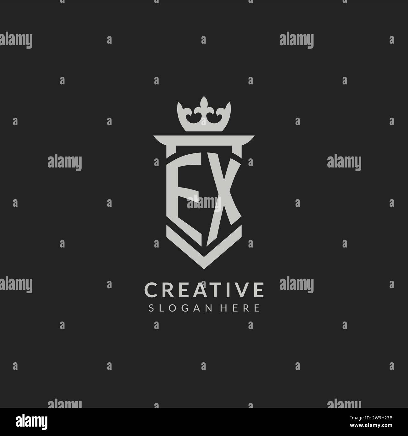 Initial EX shield and crown logo style vector graphic Stock Vector ...