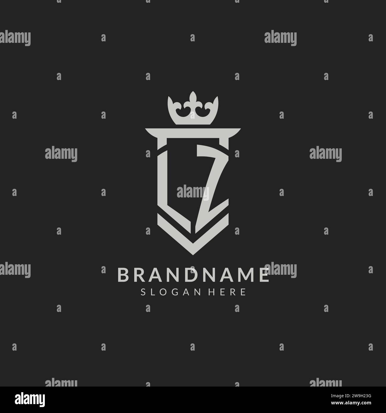 Initial LZ shield and crown logo style vector graphic Stock Vector ...