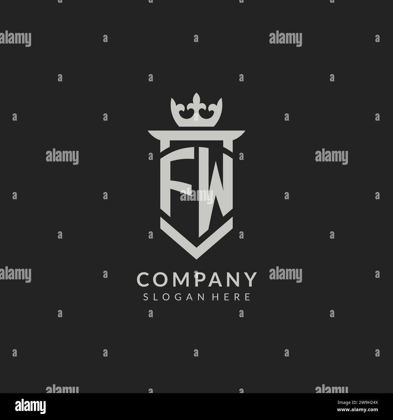 Initial FW shield and crown logo style vector graphic Stock Vector ...