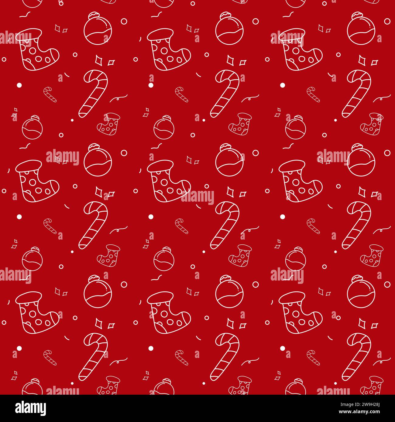 Festive Christmas seamless pattern on red background, vector design ...