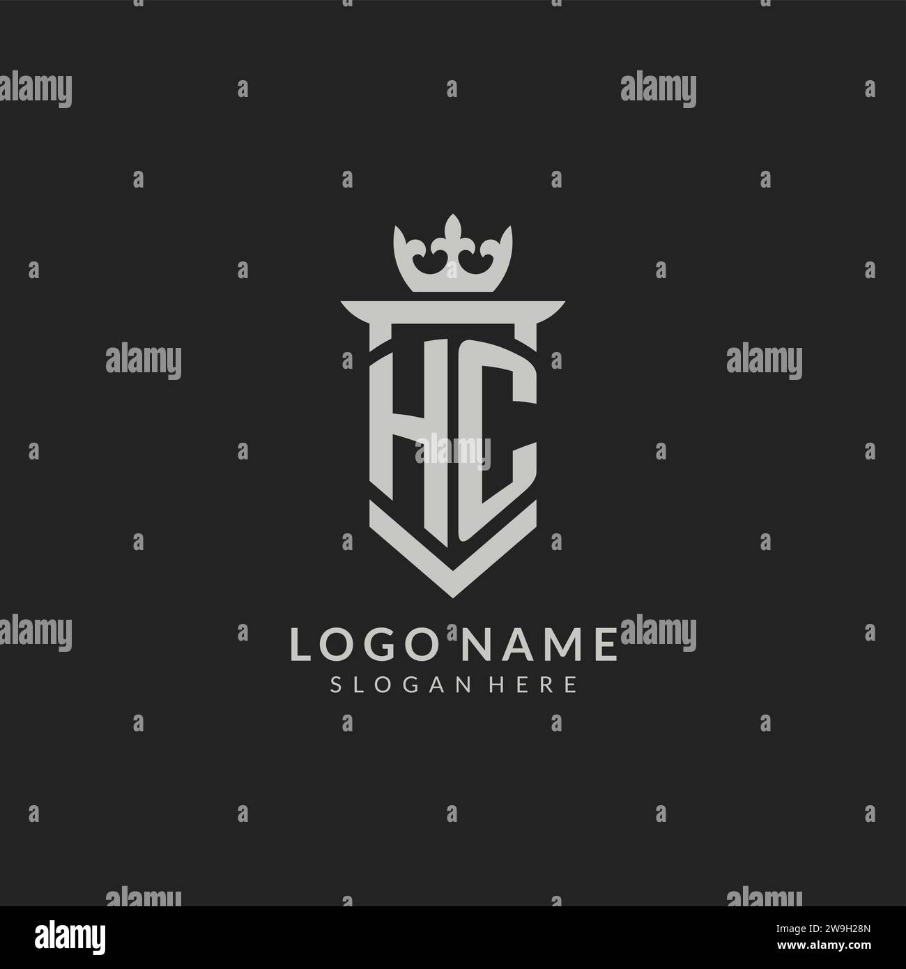 Initial HC shield and crown logo style vector graphic Stock Vector ...