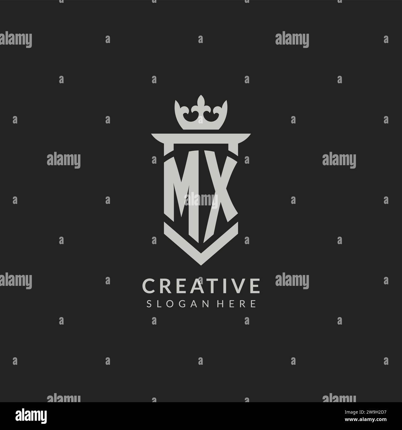 Initial MX shield and crown logo style vector graphic Stock Vector ...