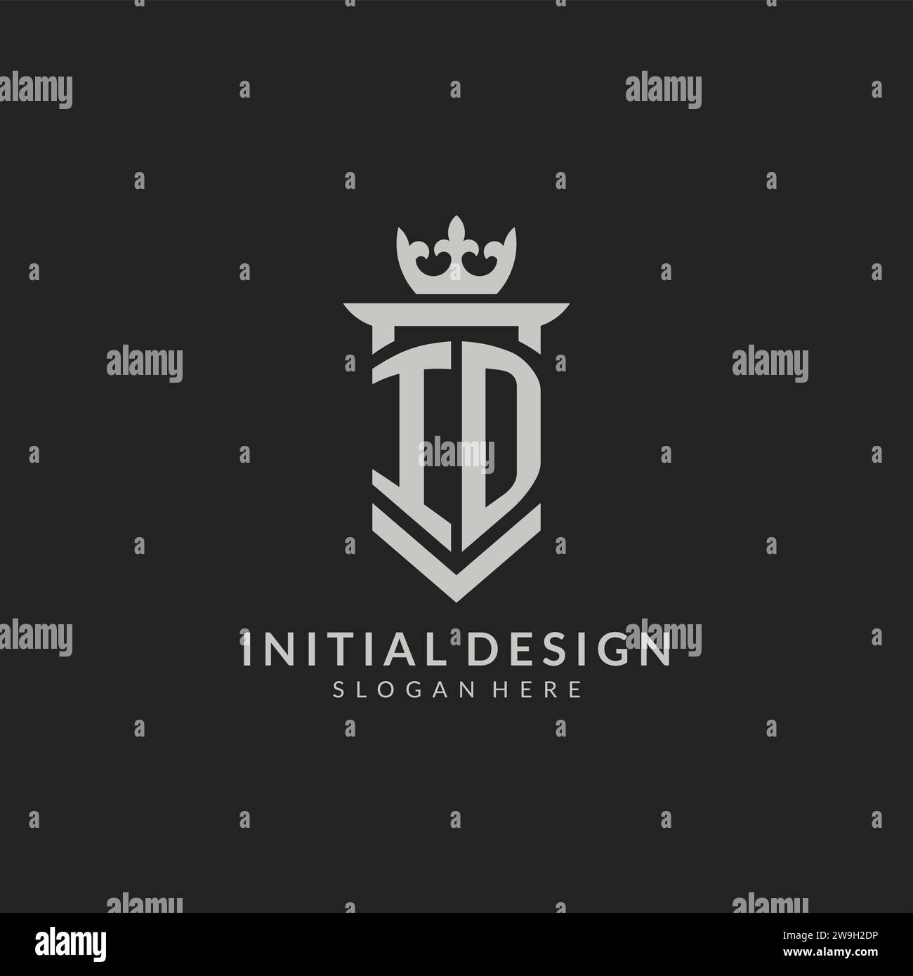 Initial ID shield and crown logo style vector graphic Stock Vector ...