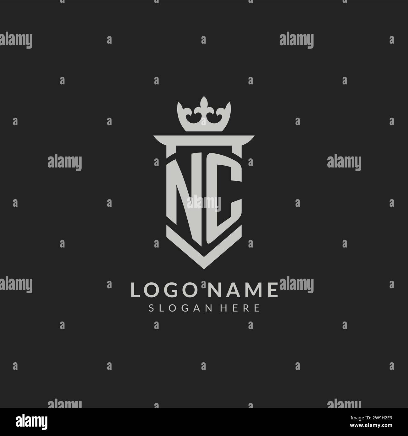Initial NC shield and crown logo style vector graphic Stock Vector ...