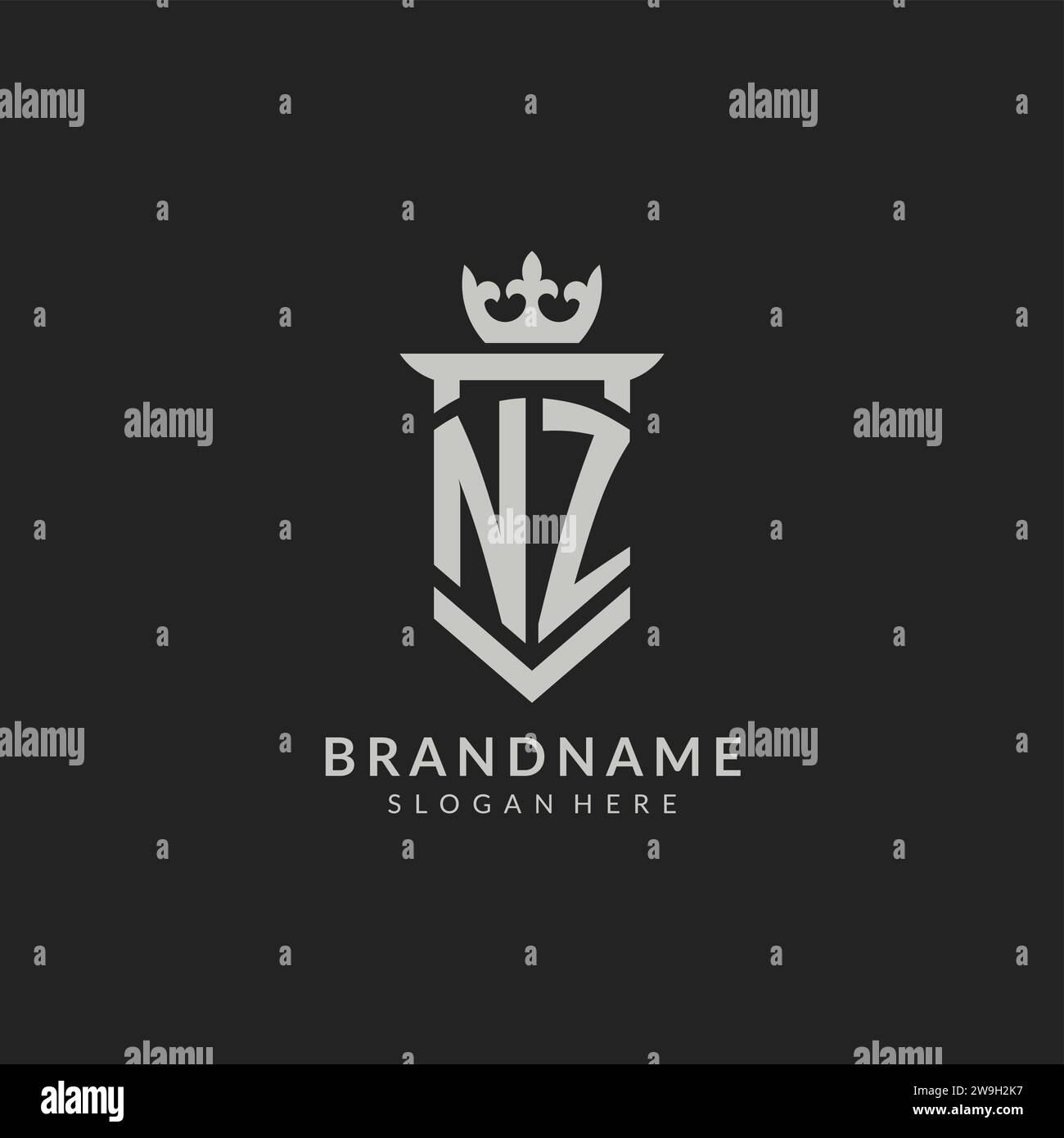 Initial NZ shield and crown logo style vector graphic Stock Vector ...