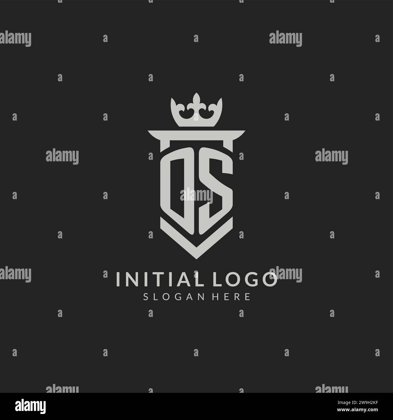Initial OS shield and crown logo style vector graphic Stock Vector ...