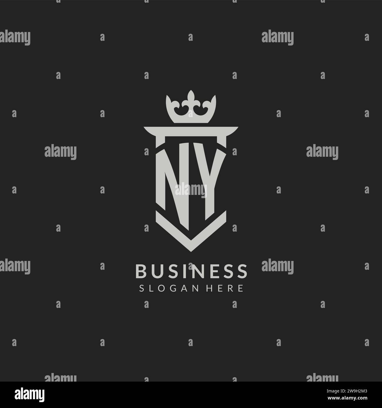 Initial NY shield and crown logo style vector graphic Stock Vector ...