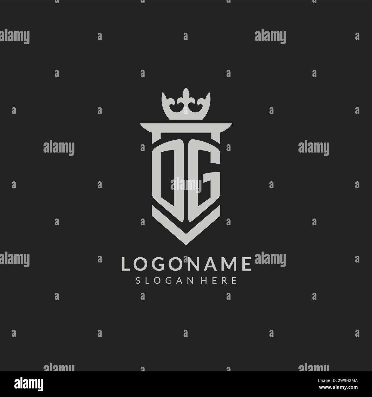 Initial OG shield and crown logo style vector graphic Stock Vector ...