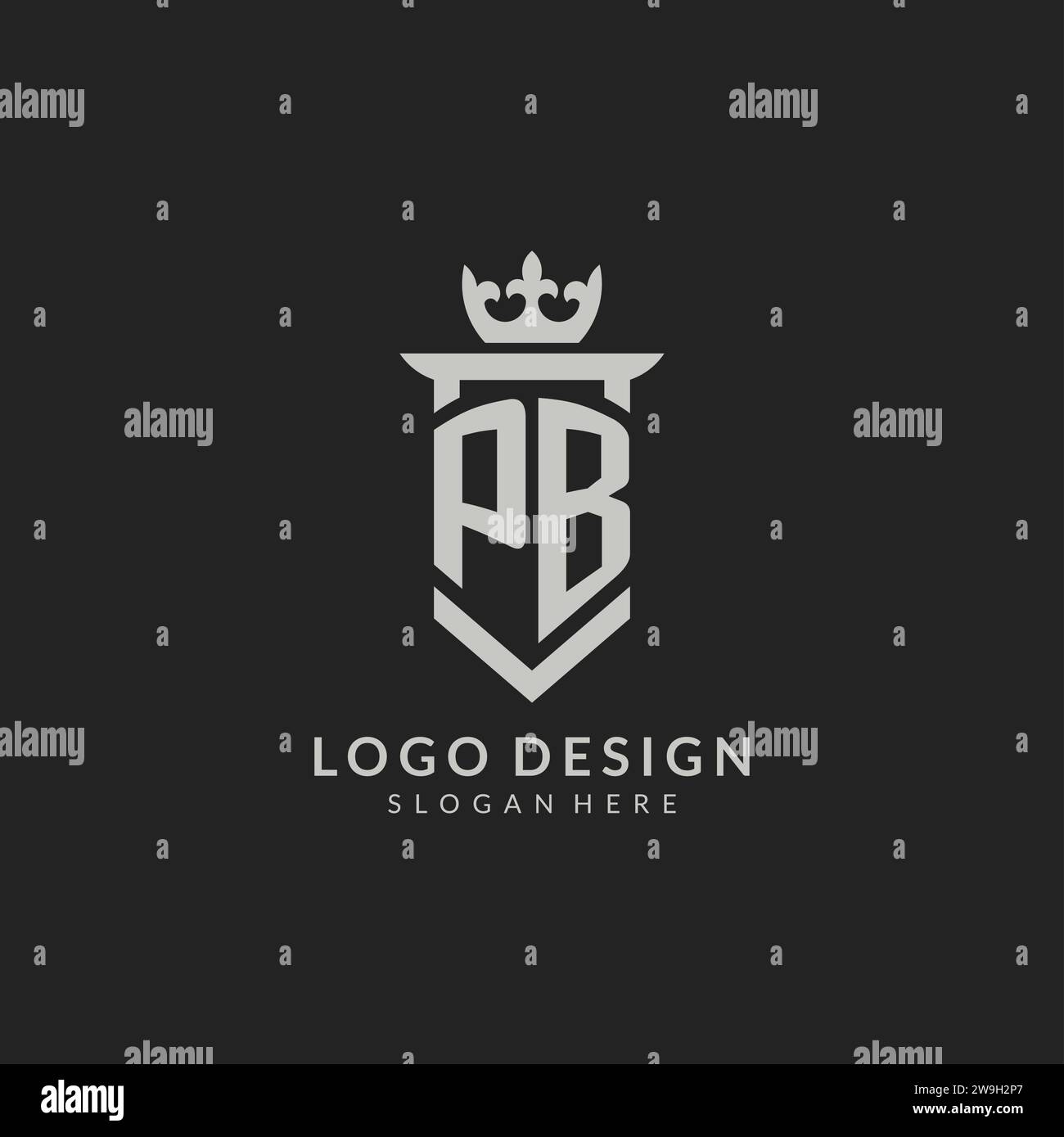 Initial PB shield and crown logo style vector graphic Stock Vector ...