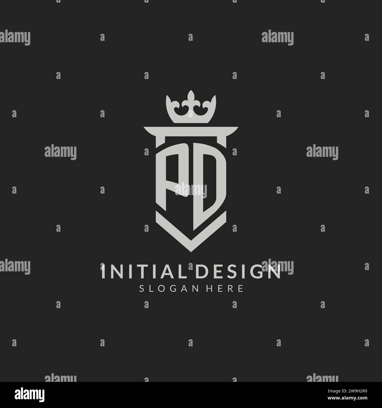 Initial PD shield and crown logo style vector graphic Stock Vector ...