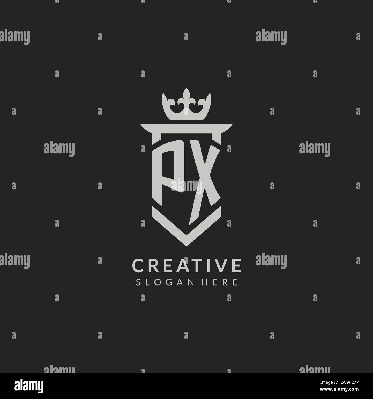 Initial PX shield and crown logo style vector graphic Stock Vector ...