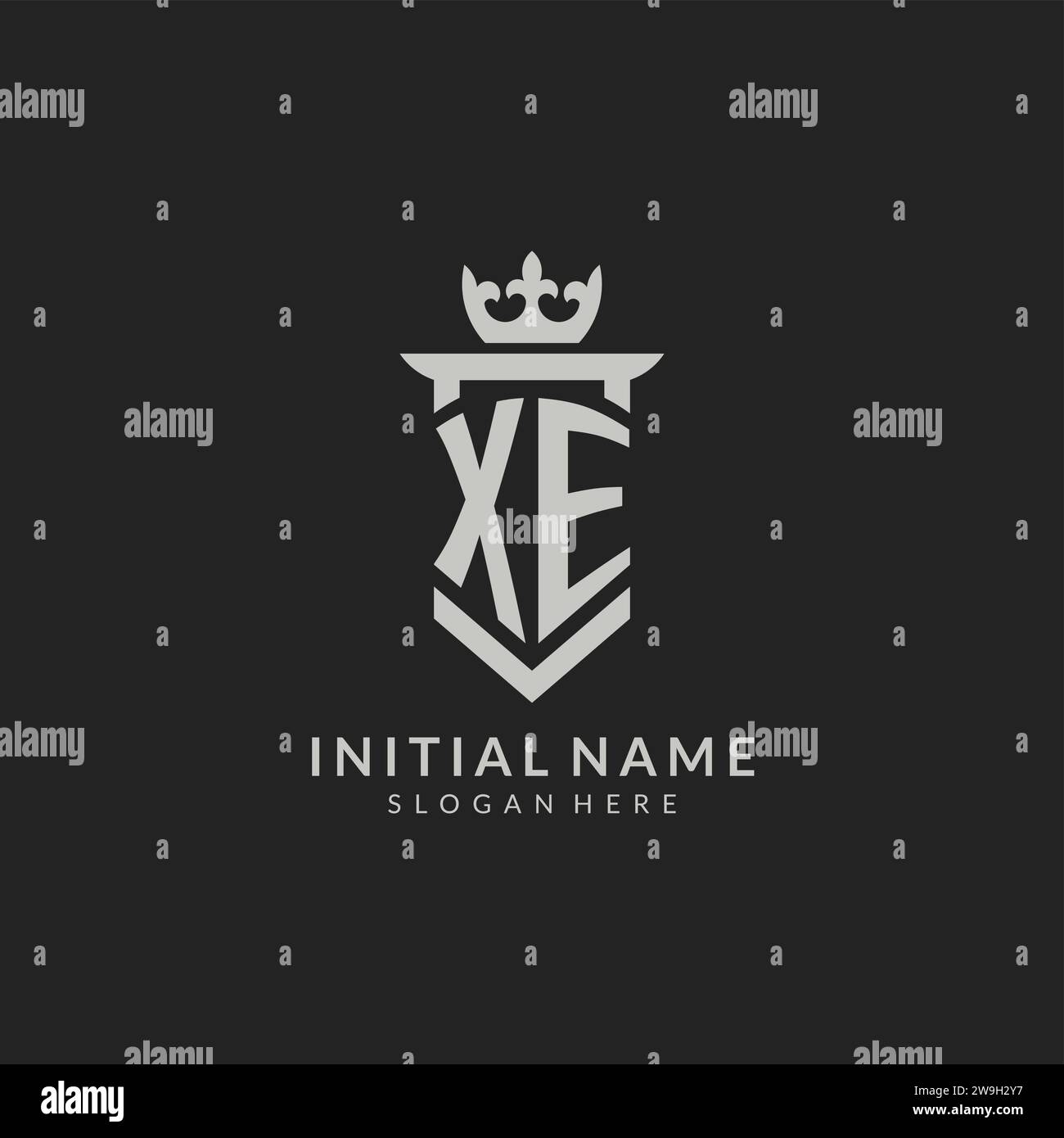 Initial XE shield and crown logo style vector graphic Stock Vector ...
