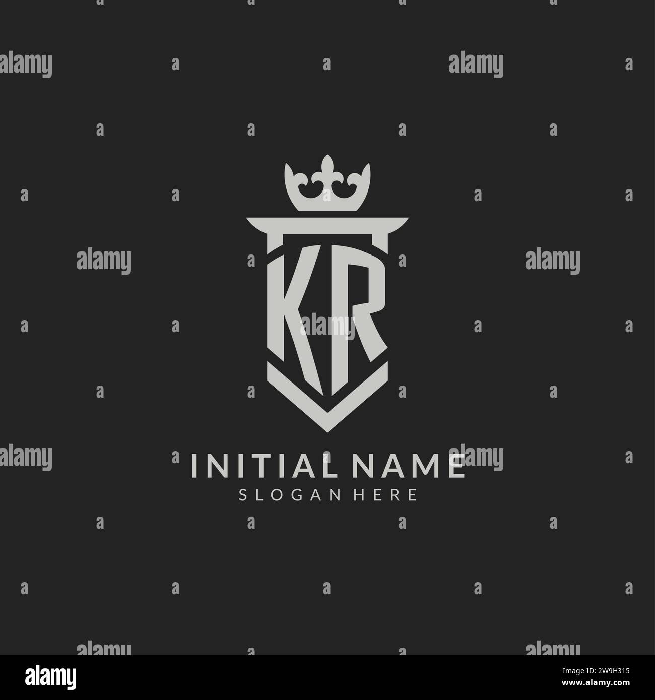 Initial KR shield and crown logo style vector graphic Stock Vector ...
