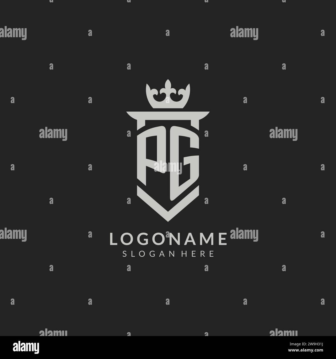 Initial PG shield and crown logo style vector graphic Stock Vector ...