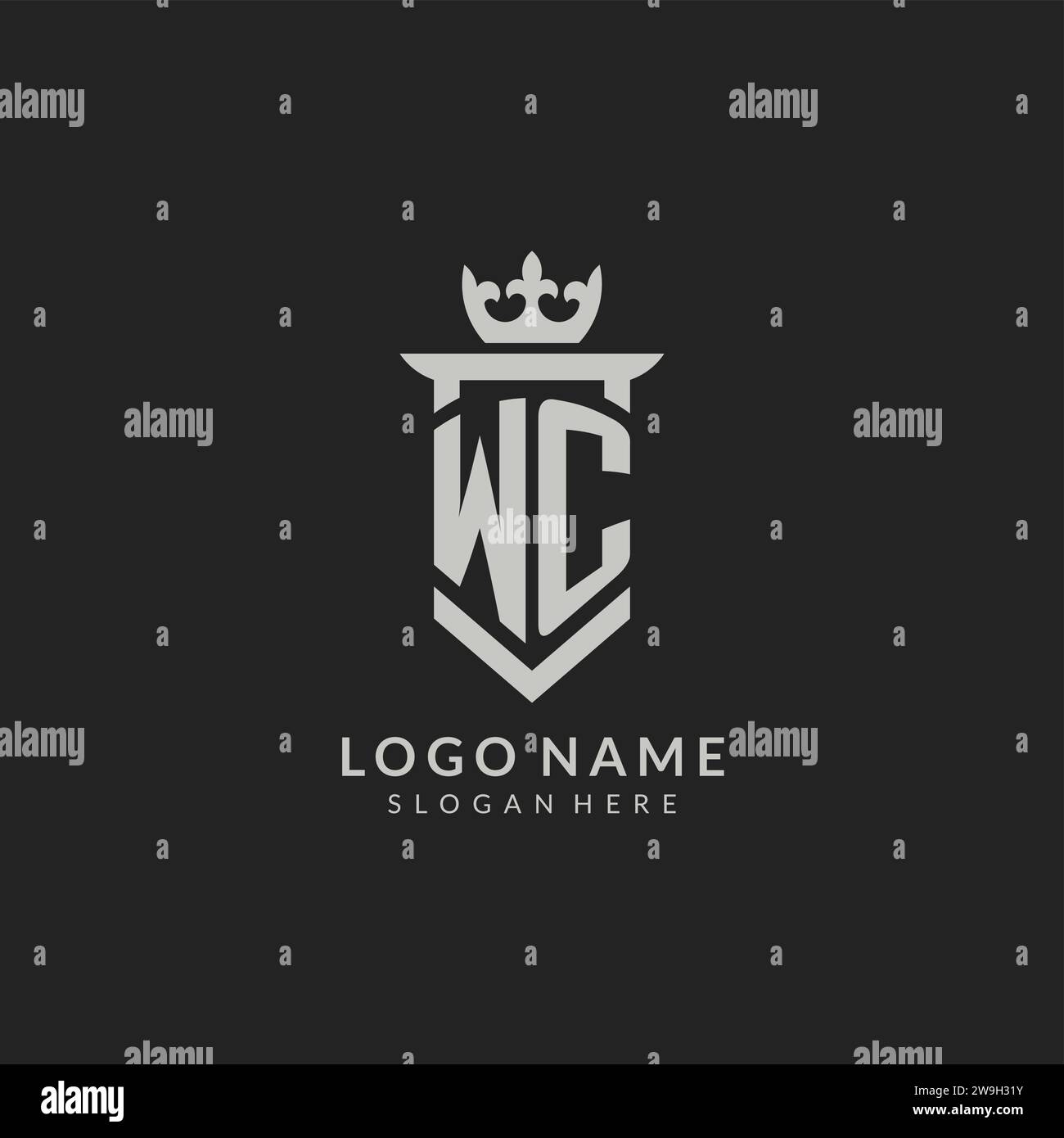 Initial WC shield and crown logo style vector graphic Stock Vector ...