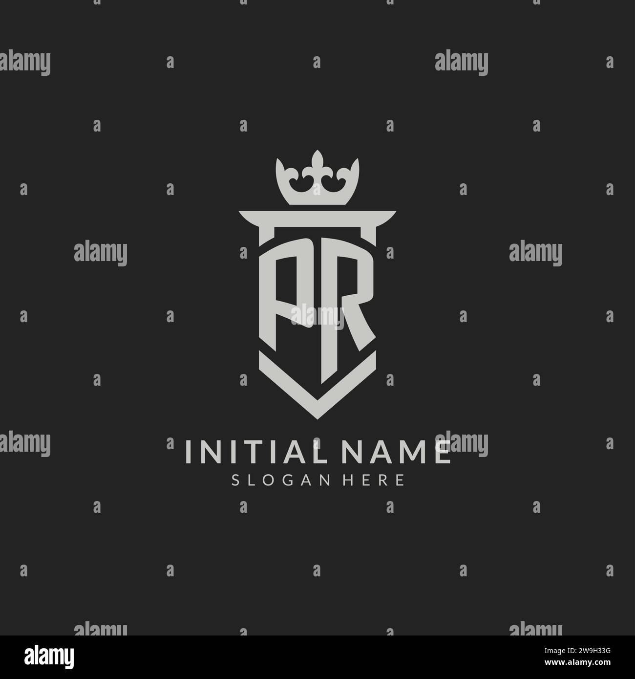 Initial PR shield and crown logo style vector graphic Stock Vector ...