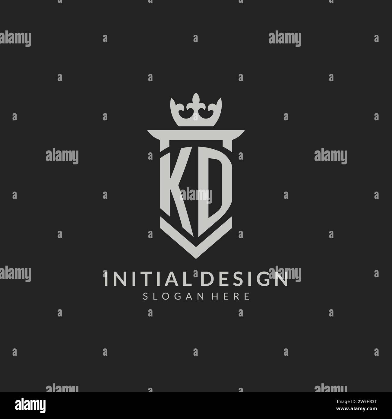 Initial KD shield and crown logo style vector graphic Stock Vector ...