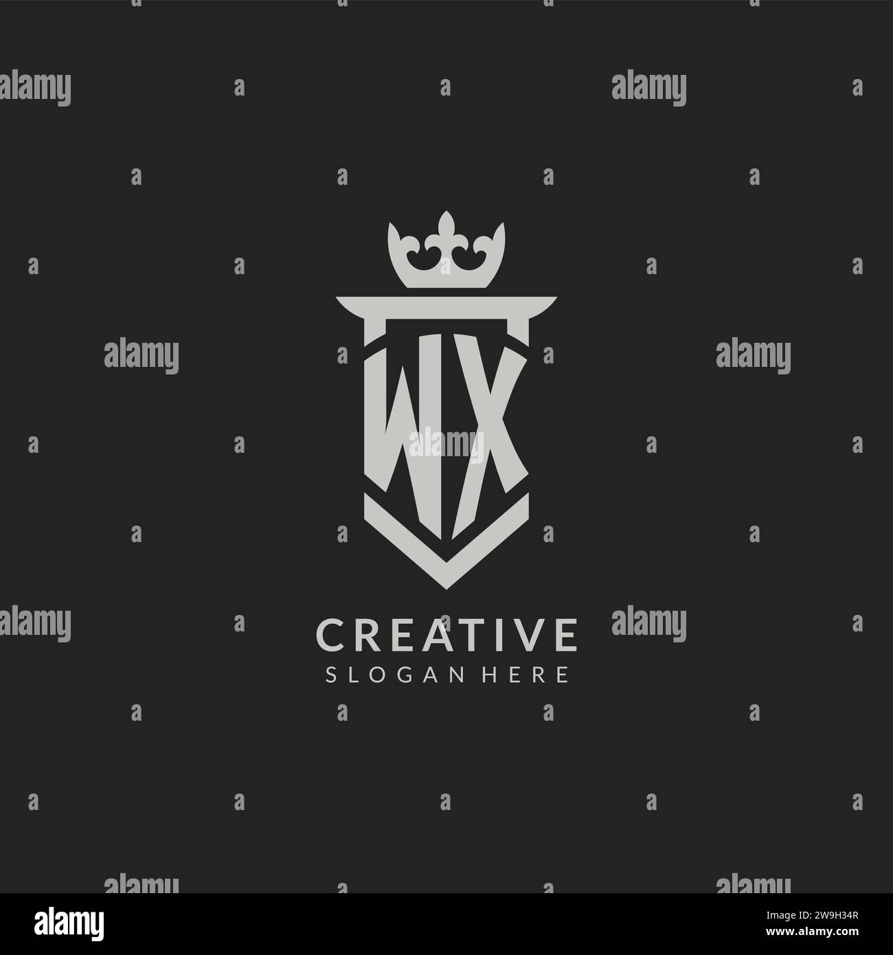 Initial WX shield and crown logo style vector graphic Stock Vector ...
