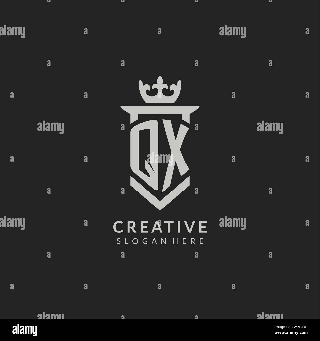 Initial QX shield and crown logo style vector graphic Stock Vector ...