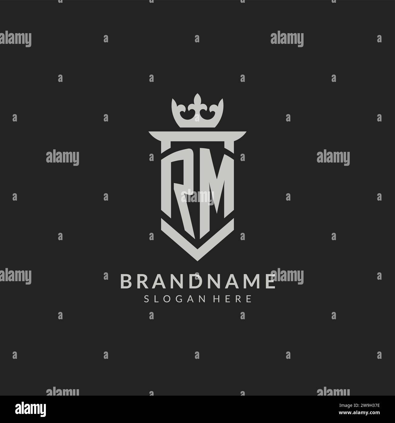 Initial RM shield and crown logo style vector graphic Stock Vector ...
