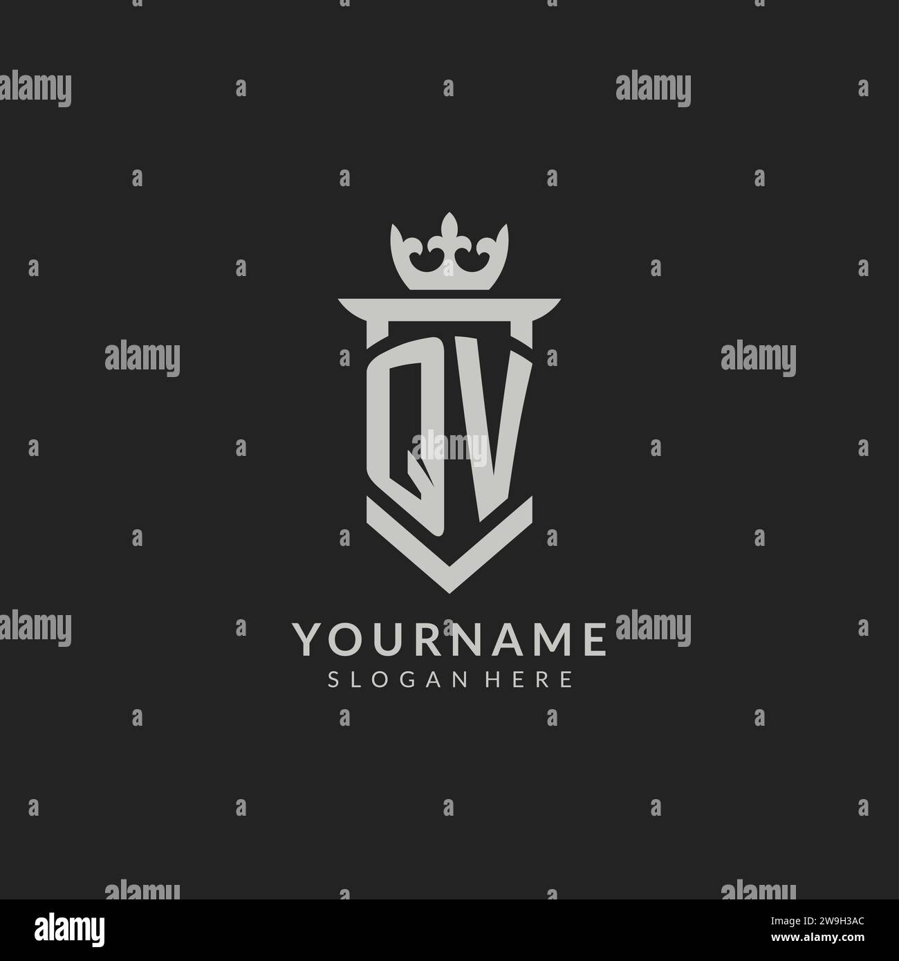 Initial QV shield and crown logo style vector graphic Stock Vector ...