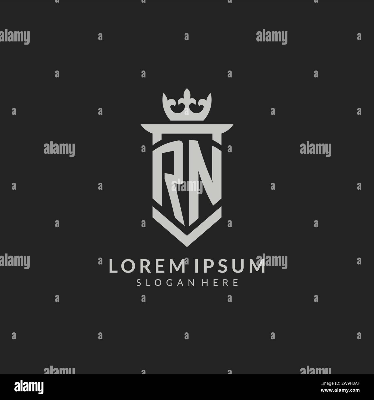 Initial RN shield and crown logo style vector graphic Stock Vector ...