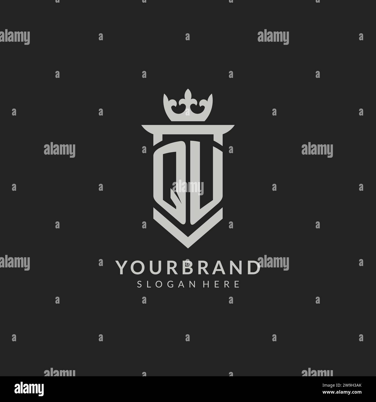 Initial QU shield and crown logo style vector graphic Stock Vector ...