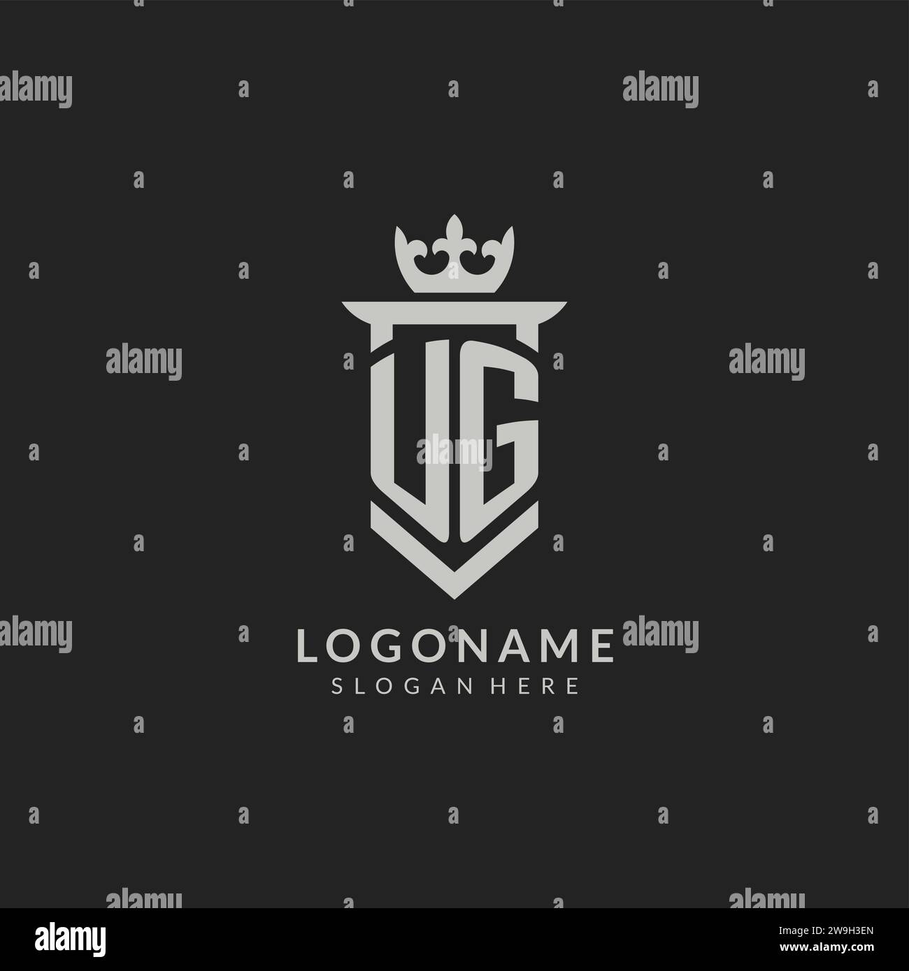 Initial UG shield and crown logo style vector graphic Stock Vector ...