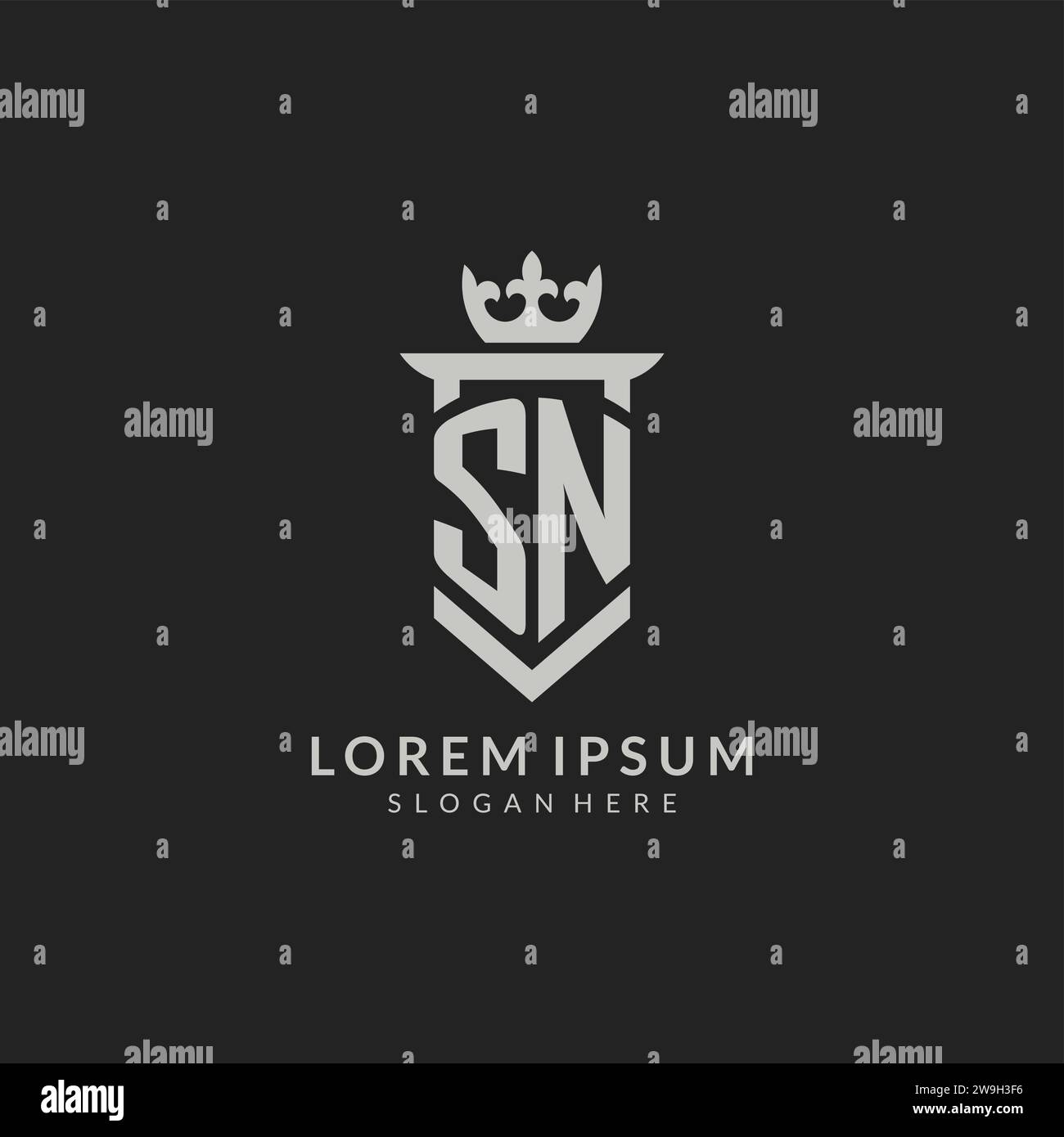 Initial SN shield and crown logo style vector graphic Stock Vector ...