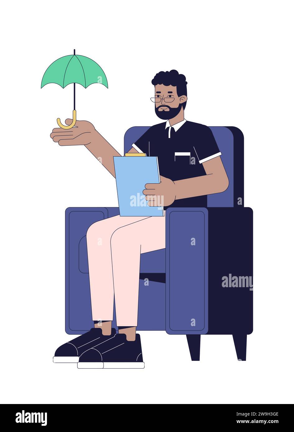 Psychologist helps with depression 2D linear cartoon character Stock ...