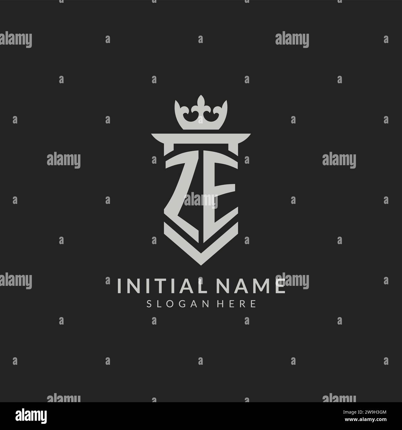 Initial ZE shield and crown logo style vector graphic Stock Vector Image & Art - Alamy