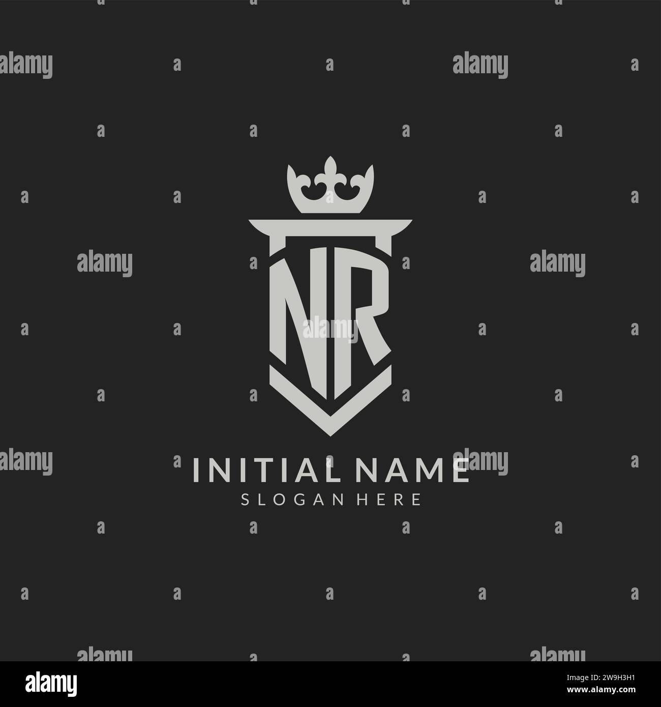 Initial NR shield and crown logo style vector graphic Stock Vector ...