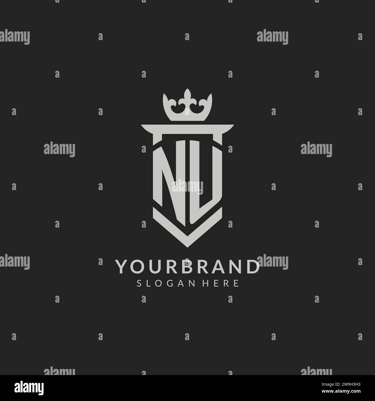 Initial NU shield and crown logo style vector graphic Stock Vector ...