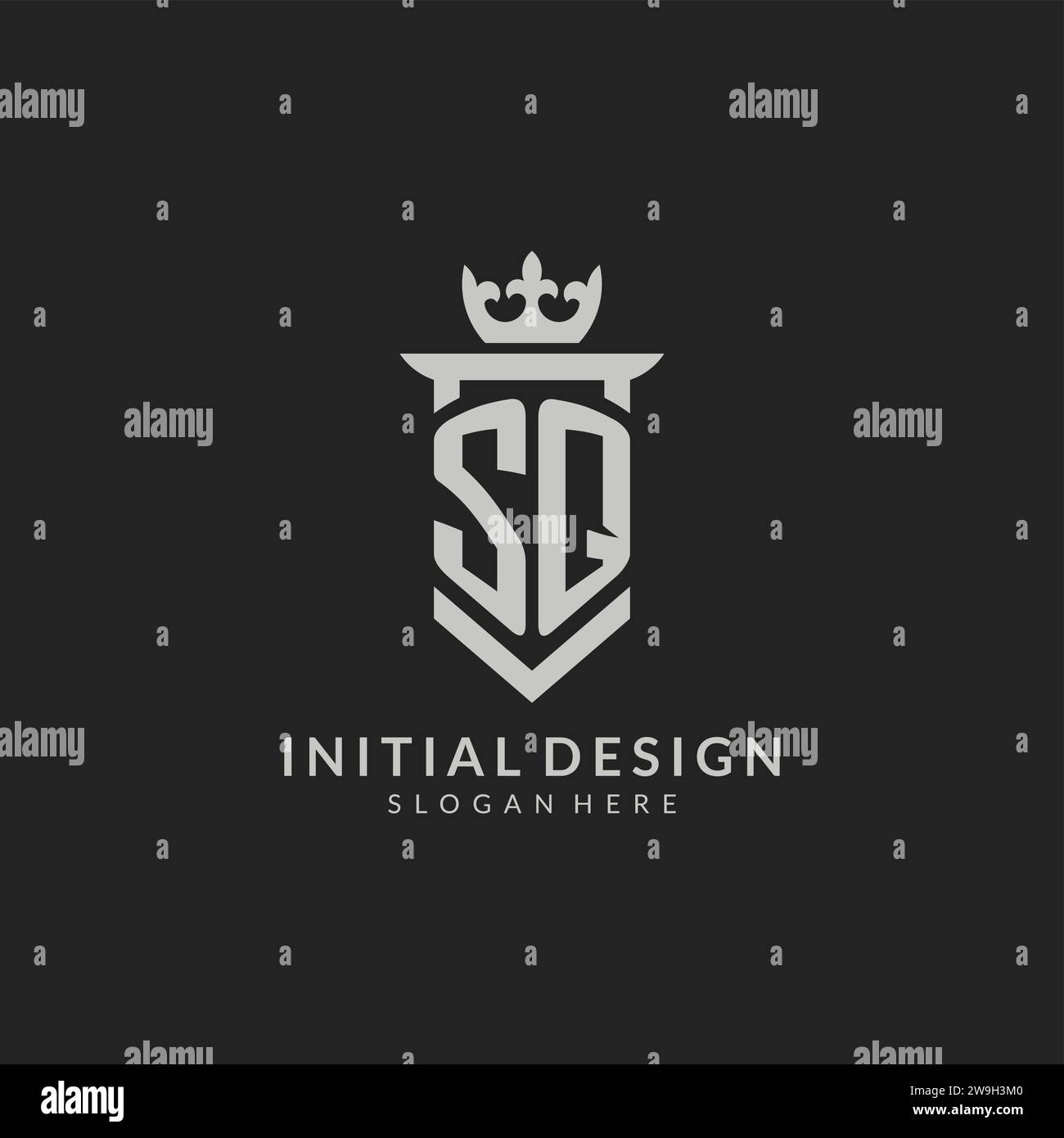 Initial SQ shield and crown logo style vector graphic Stock Vector ...