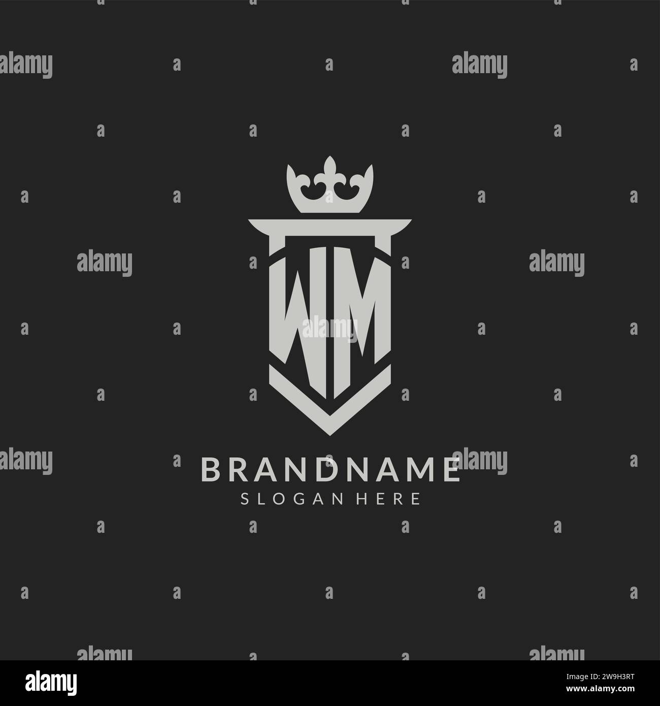 Initial WM shield and crown logo style vector graphic Stock Vector ...