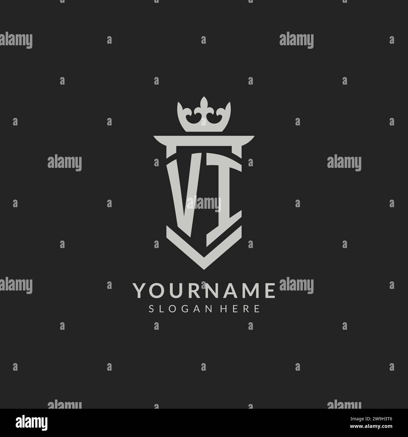 Initial VI shield and crown logo style vector graphic Stock Vector ...