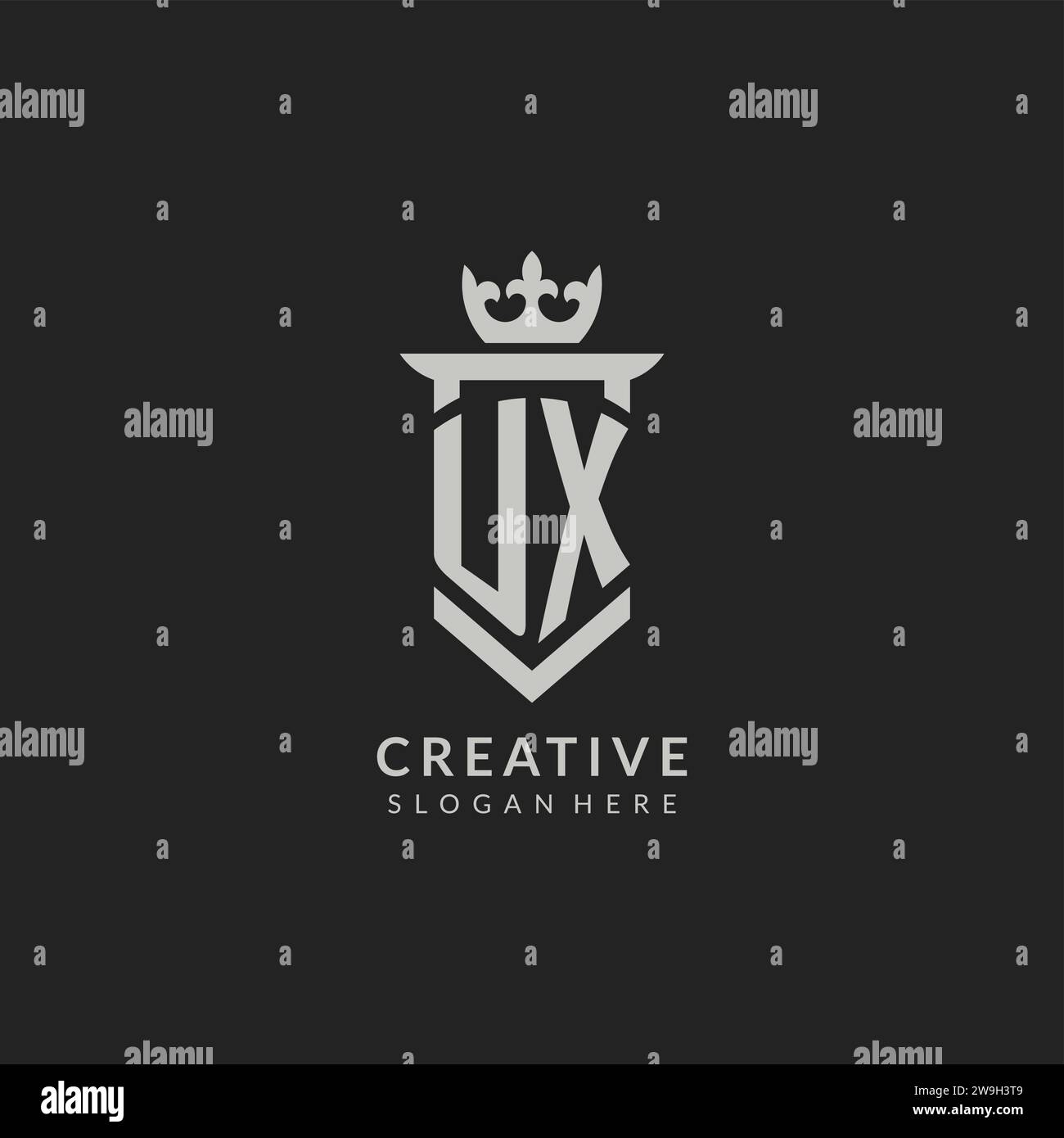 Initial UX shield and crown logo style vector graphic Stock Vector ...