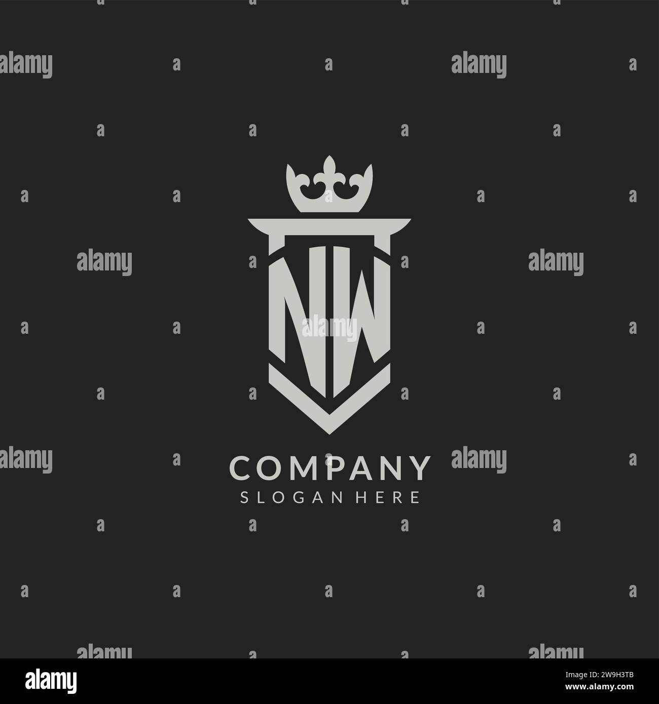 Initial NW shield and crown logo style vector graphic Stock Vector ...