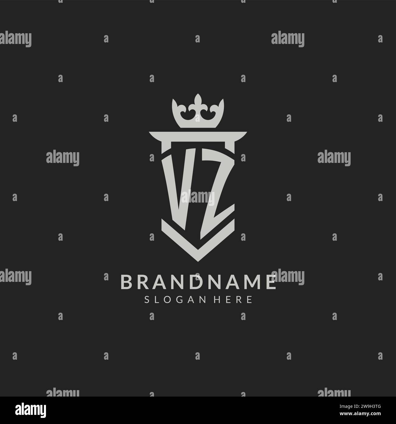 Initial VZ shield and crown logo style vector graphic Stock Vector ...