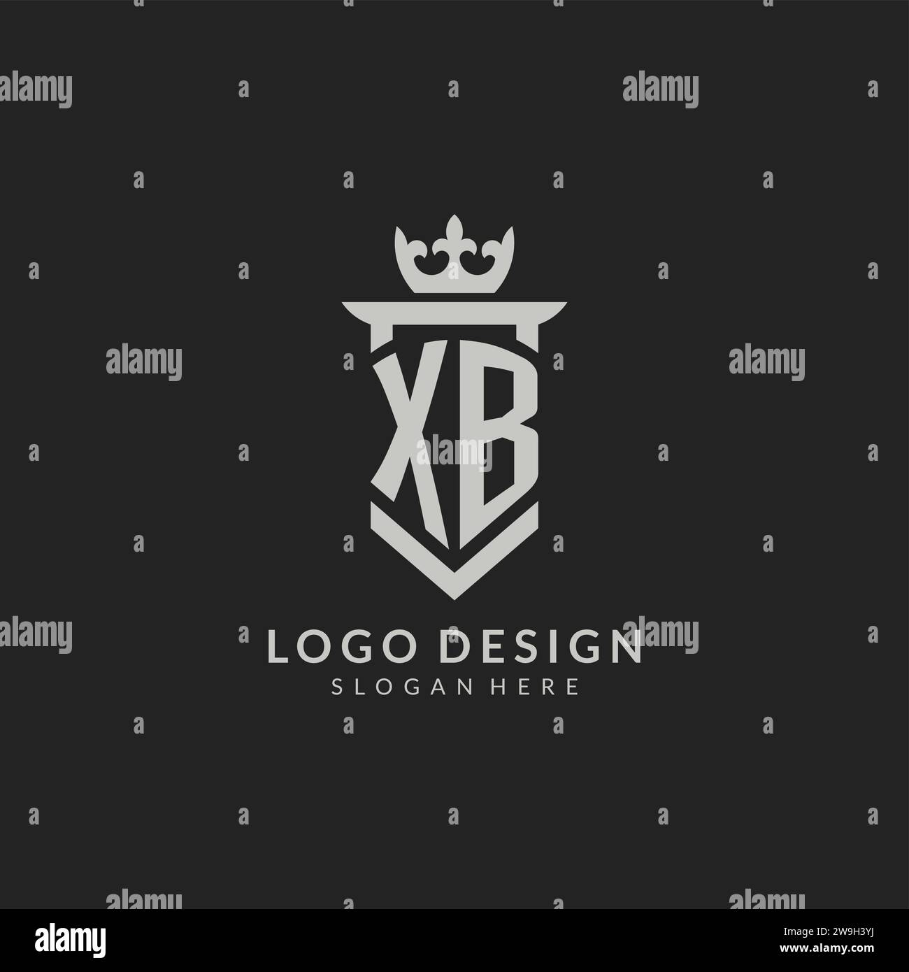 Initial XB shield and crown logo style vector graphic Stock Vector ...