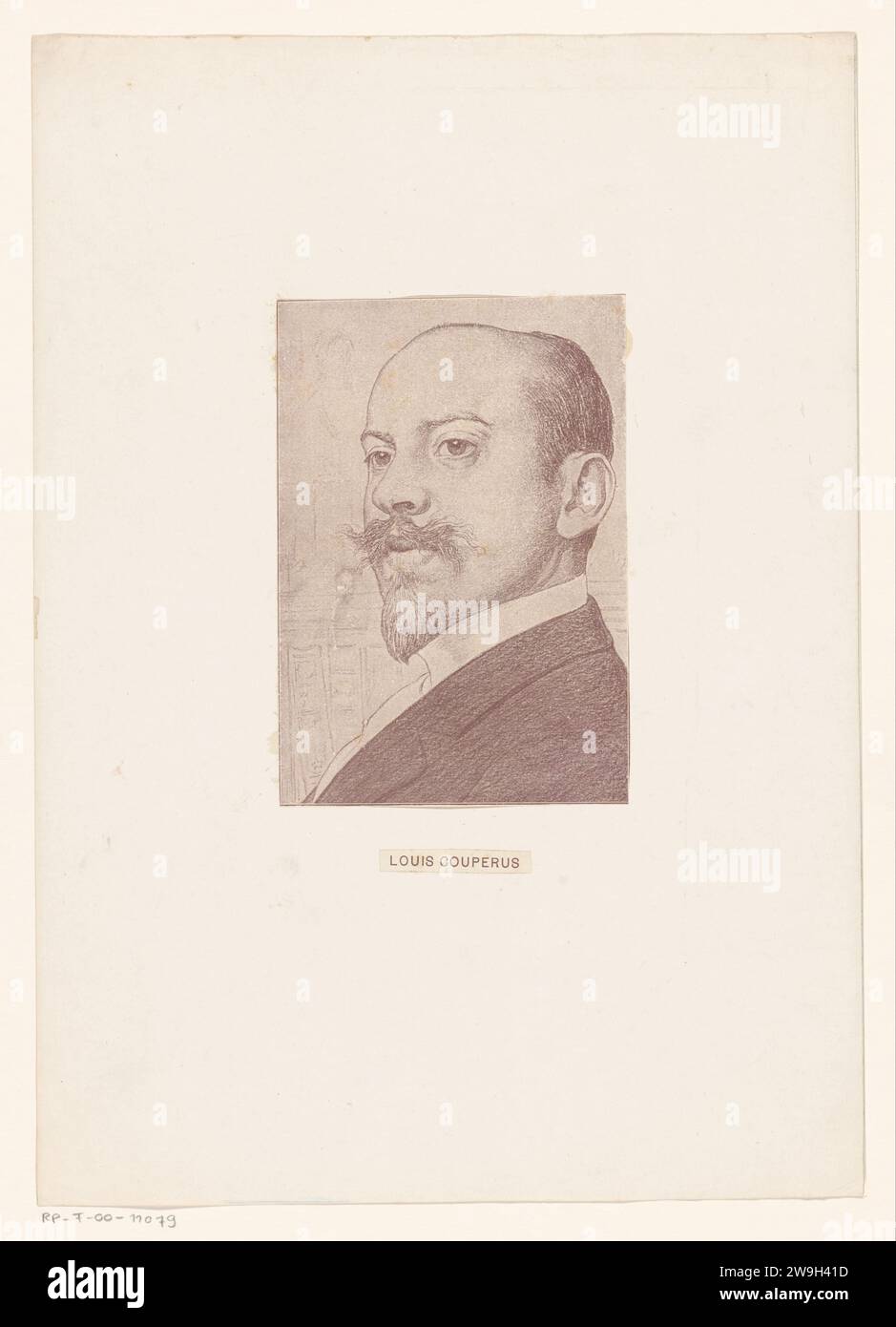 Reproduction of a signed portrait of Louis Couperus, Anonymous, After ...