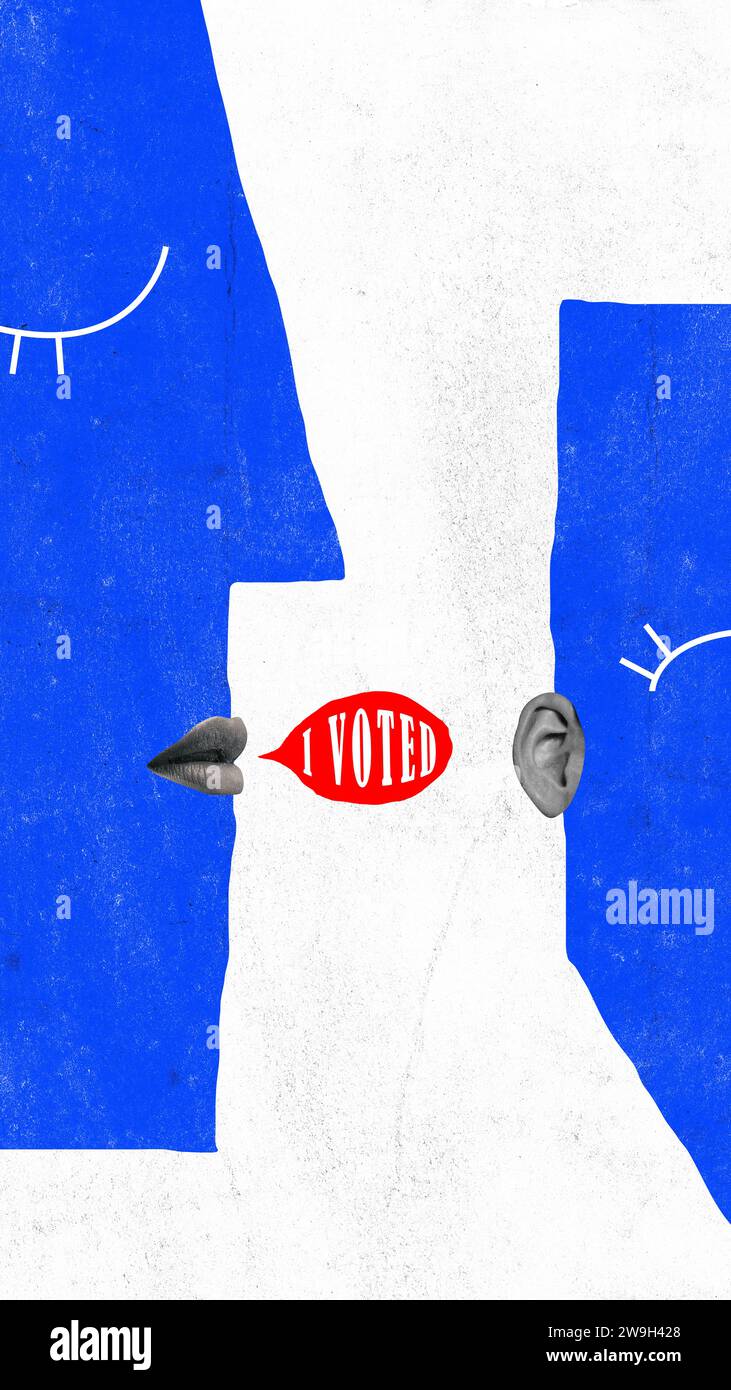 Contemporary art collage. Motivation to vote. Power of individual in ...