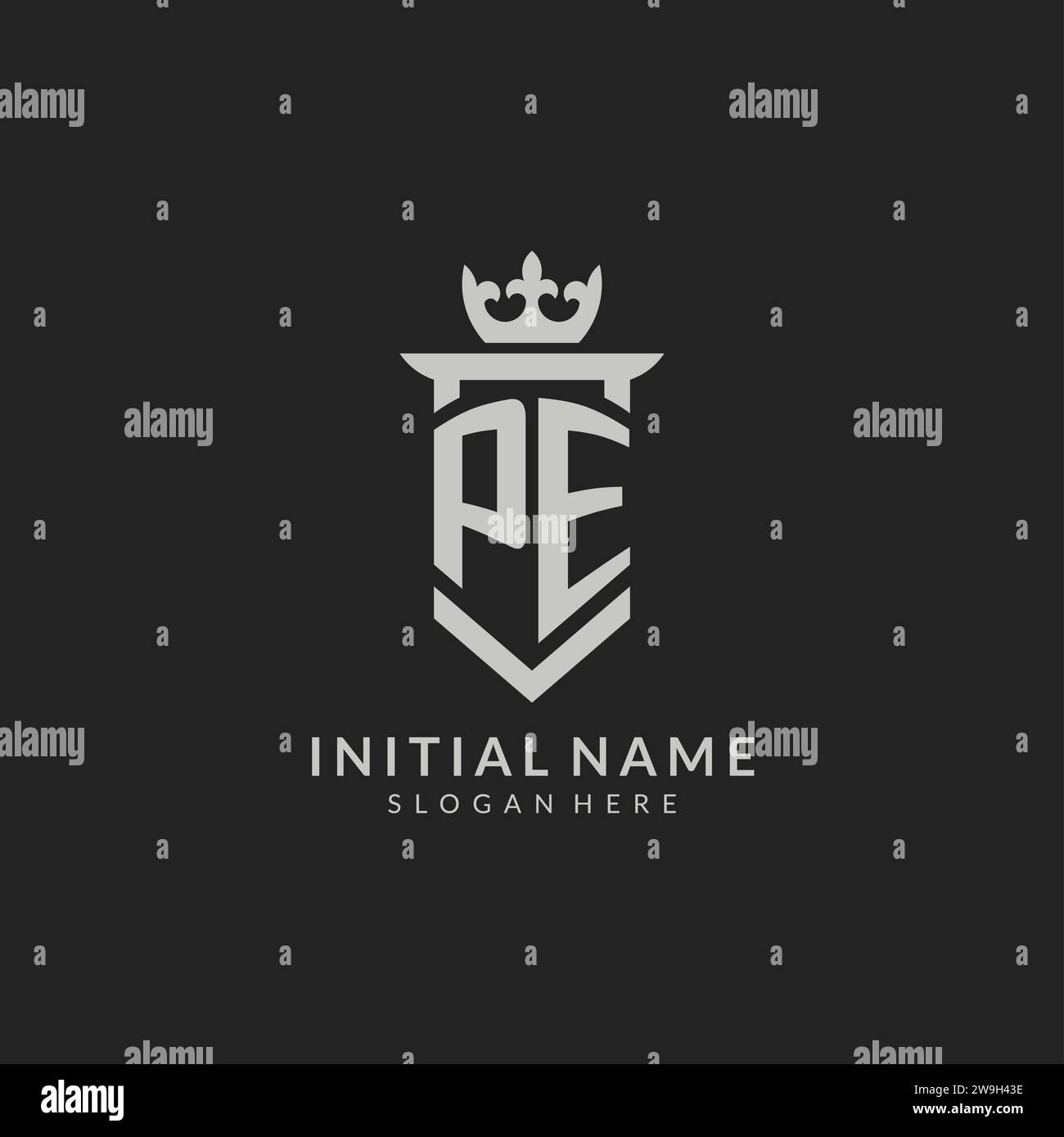 Initial PE shield and crown logo style vector graphic Stock Vector ...