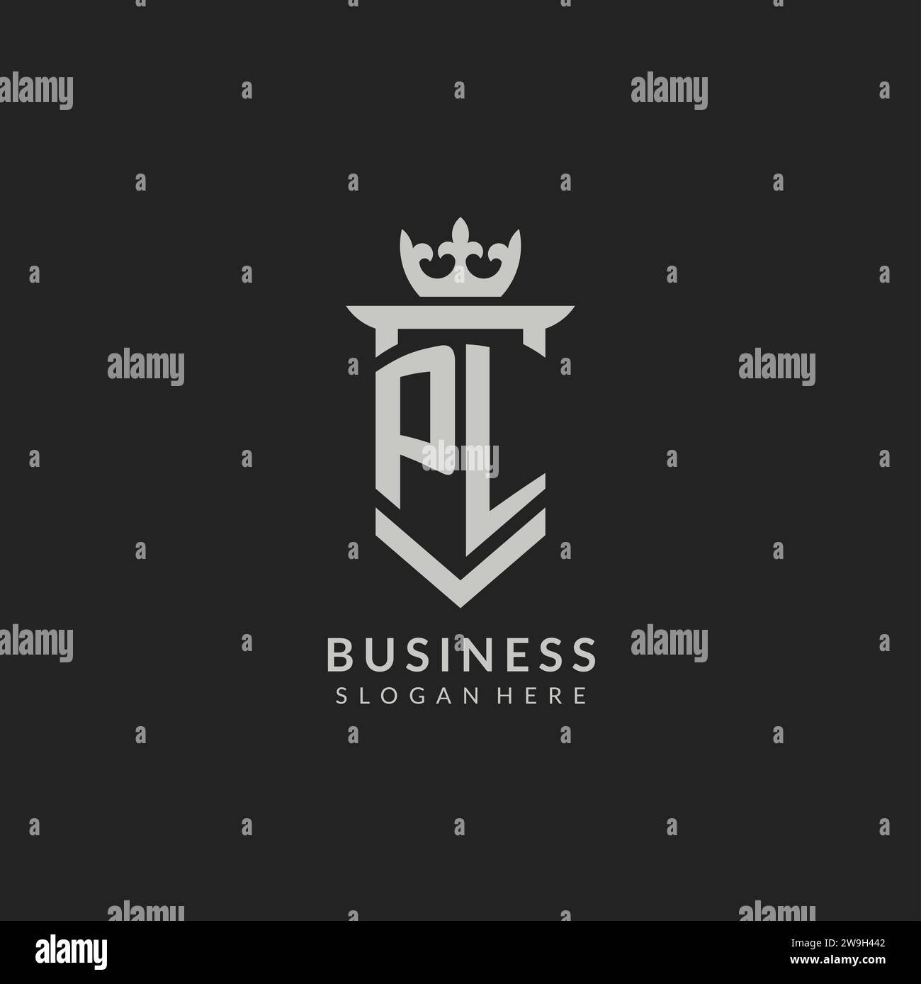 Initial PL shield and crown logo style vector graphic Stock Vector ...